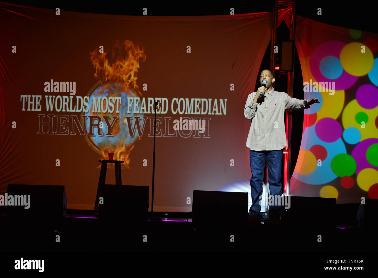 Henry Welch performing onstage at the Miami Festival of Laughs at James ...