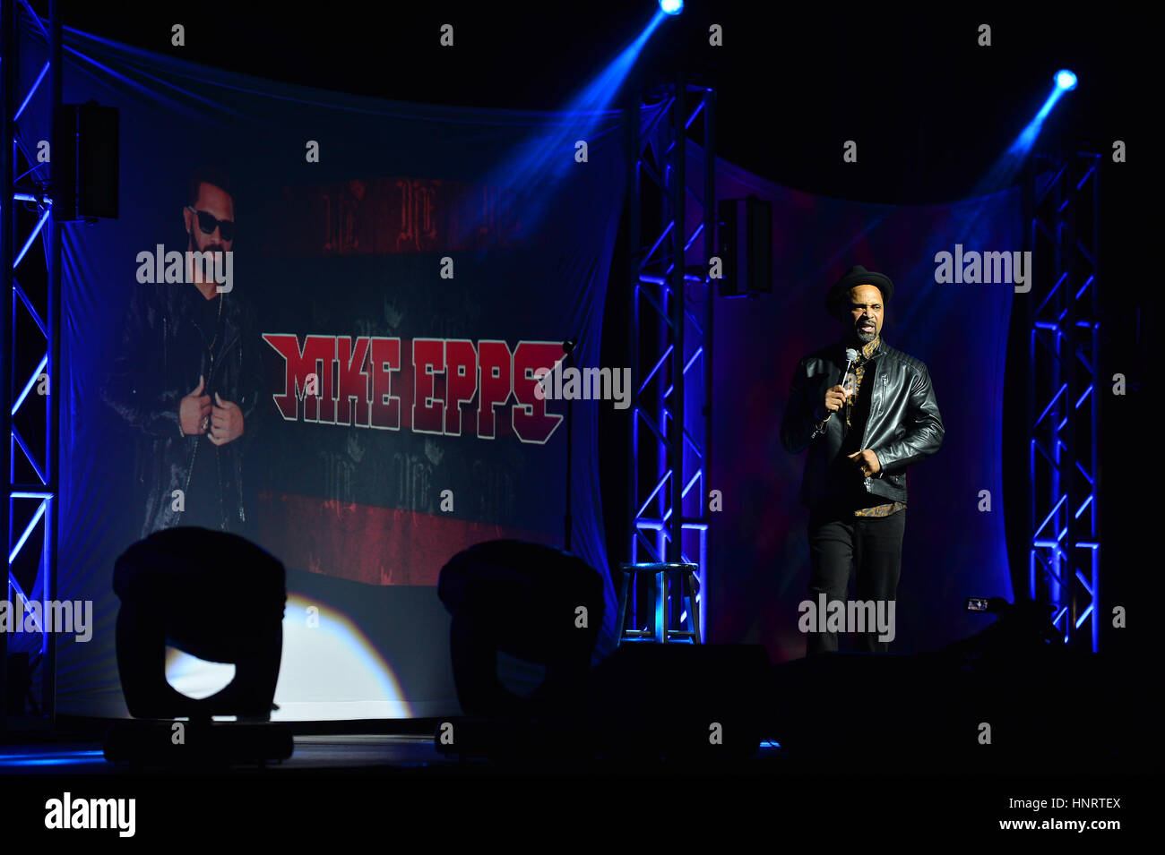 Mike Epps performing onstage at the Miami Festival of Laughs at James L ...