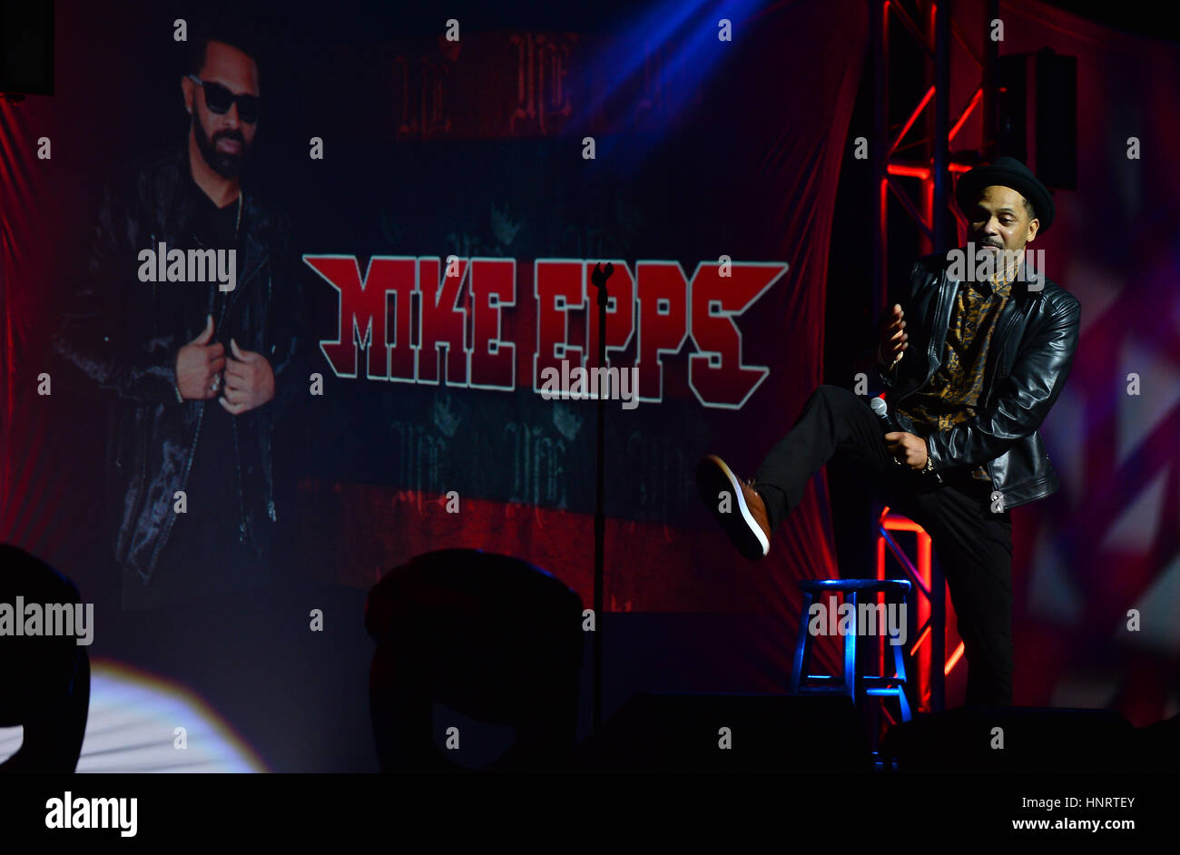 Mike Epps performing onstage at the Miami Festival of Laughs at James L ...