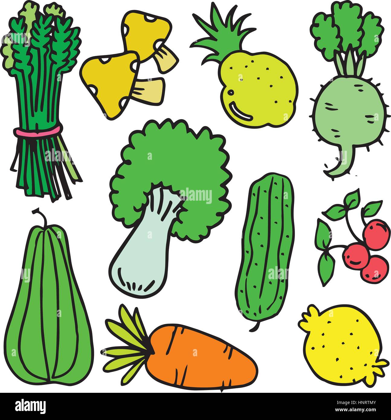 Hand draw doodle vegetable set vector illustration Stock Vector Image ...