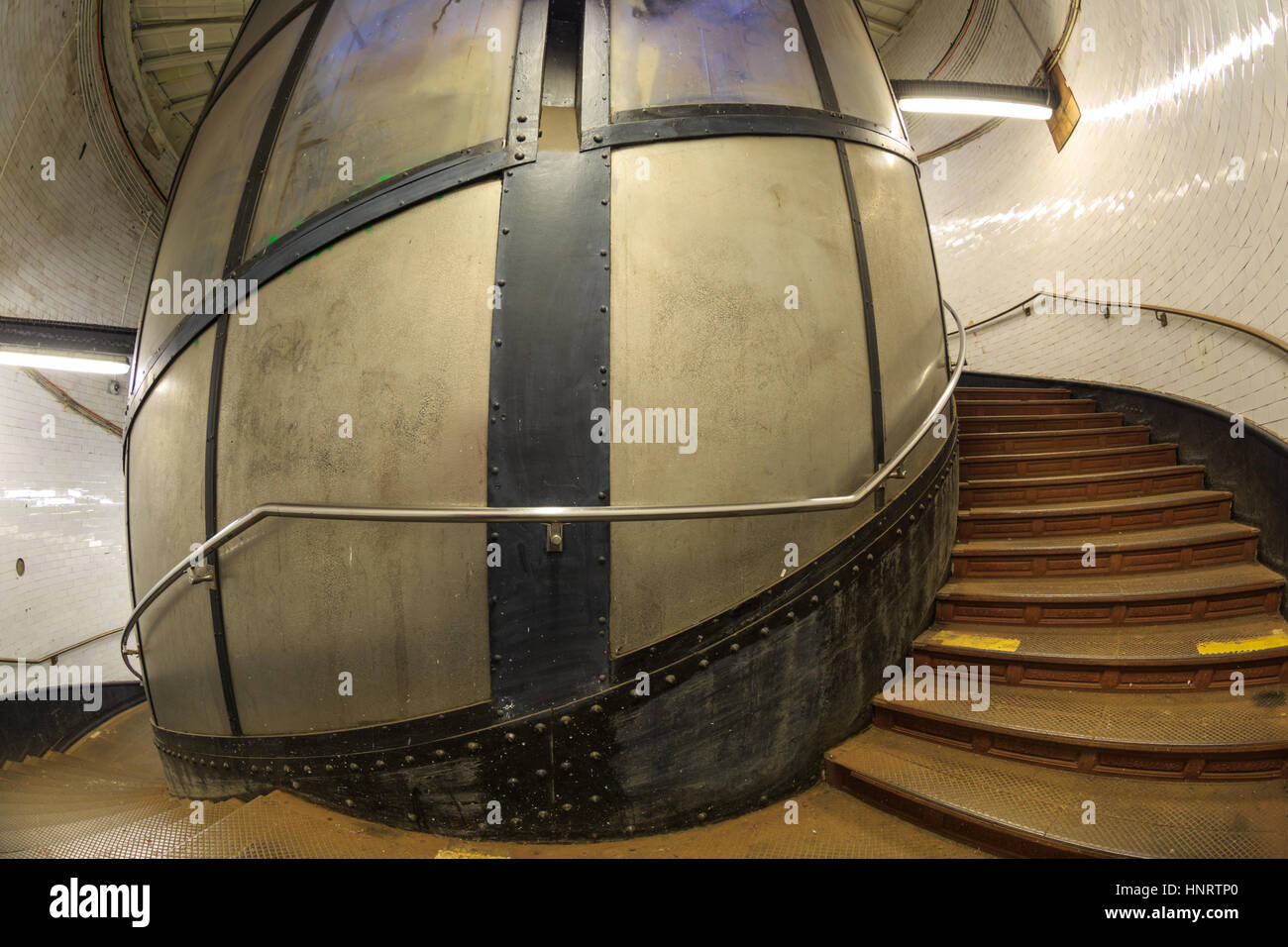 Helical staircase and lift in the entrance shaft leading down to ...