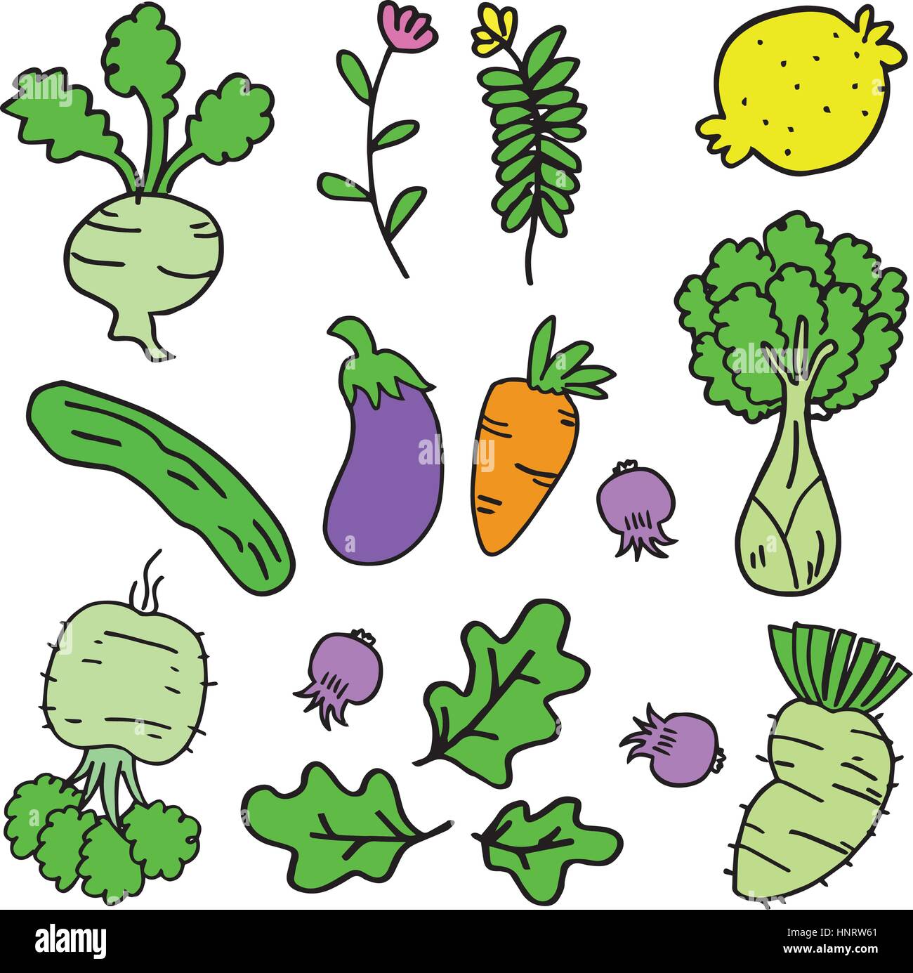 Doodle of vegetables set various vector art Stock Vector Image & Art ...