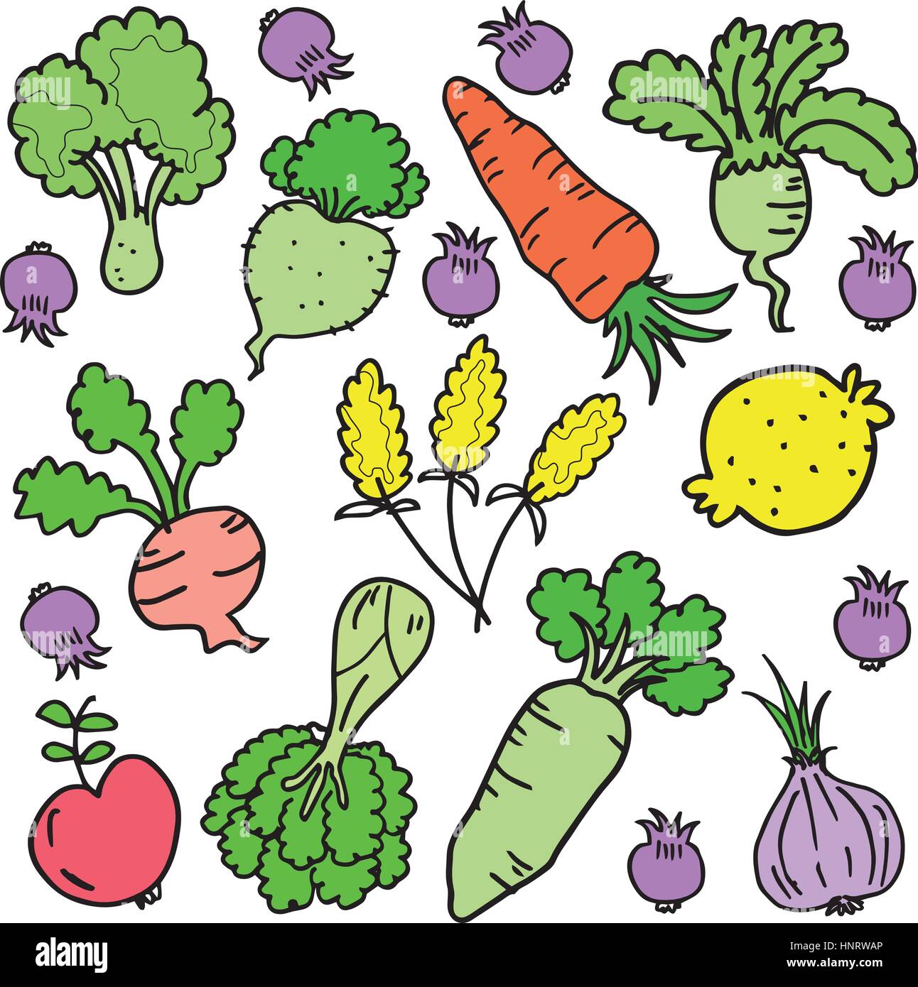 Illustration of vegetable set various doodles collection Stock Vector ...
