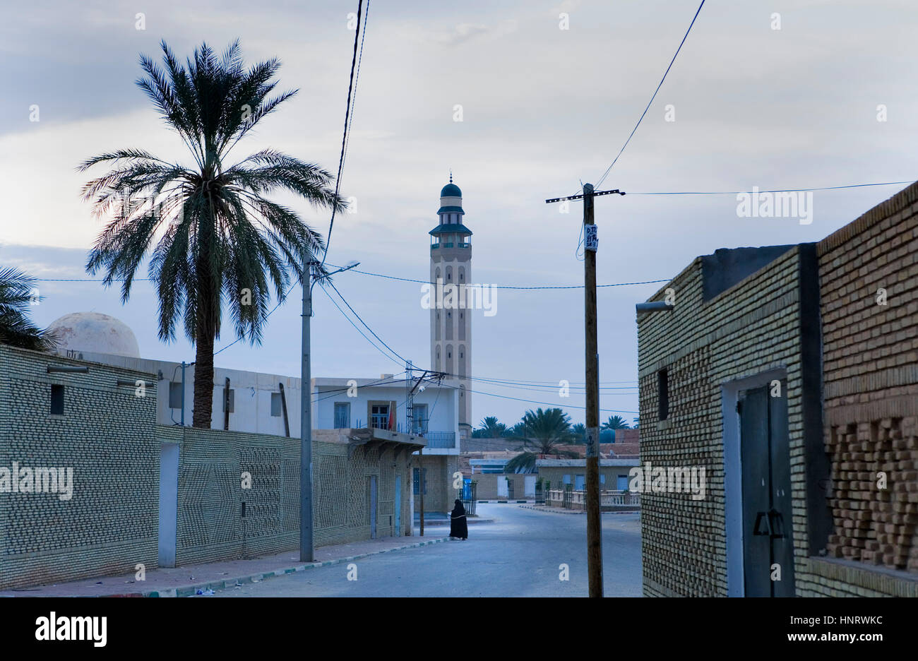 Tunisia.Tozeur.In background mosque Sidi Abdallah Bou Jemra Stock Photo ...