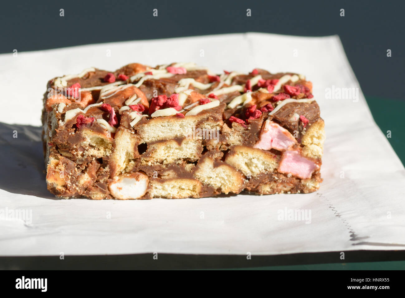 Rocky Road cake on plate at cafe Stock Photo - Alamy