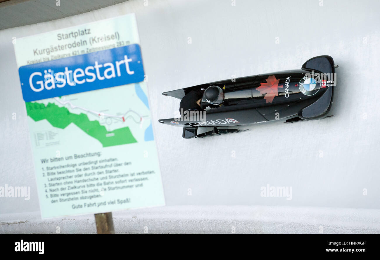 Canadian bobsledder Chris Spring rides in a two-man bob during a ...