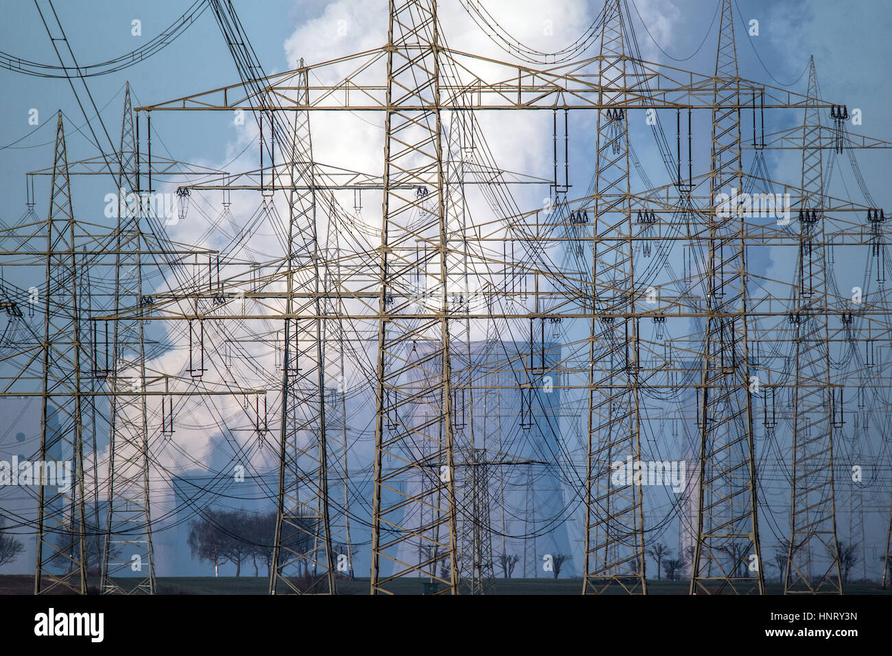 Pulheim, Germany. 15th Feb, 2017. Power poles resembling trees in a ...