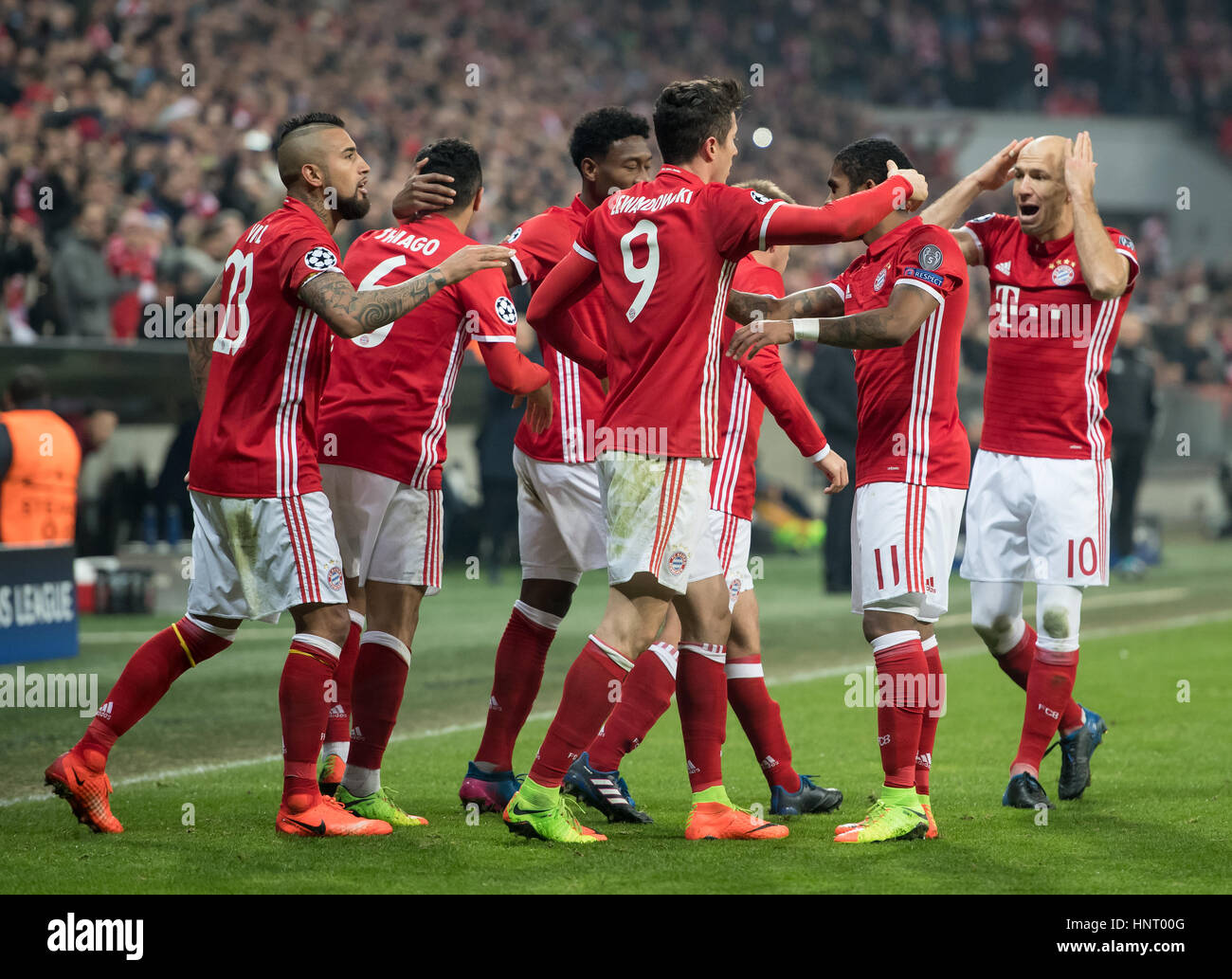 Munich, Germany. 15th February 2017. Munich players celebrate after ...