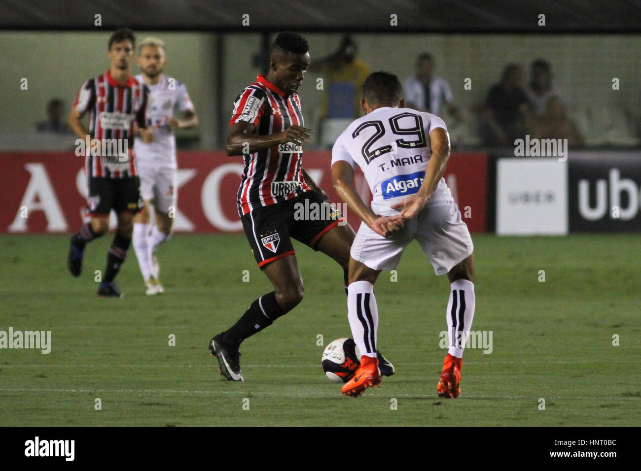 Santos, Brazil. 15th Feb, 2017. Thiago Mendes during the game between ...