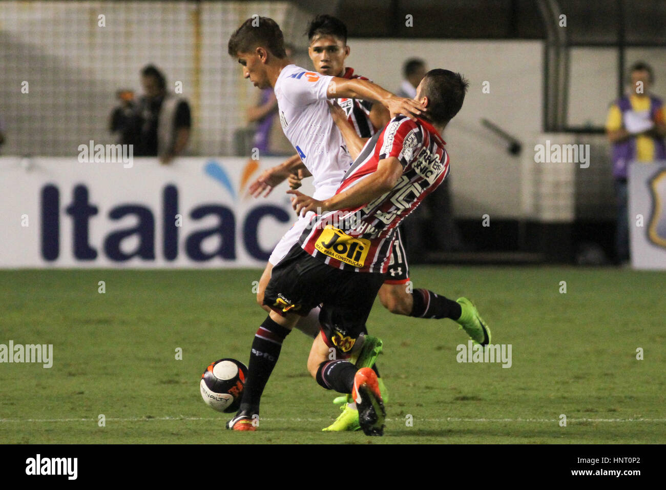 Santos, Brazil. 15th Feb, 2017. Vitor Bueno and John Schmdit during the ...