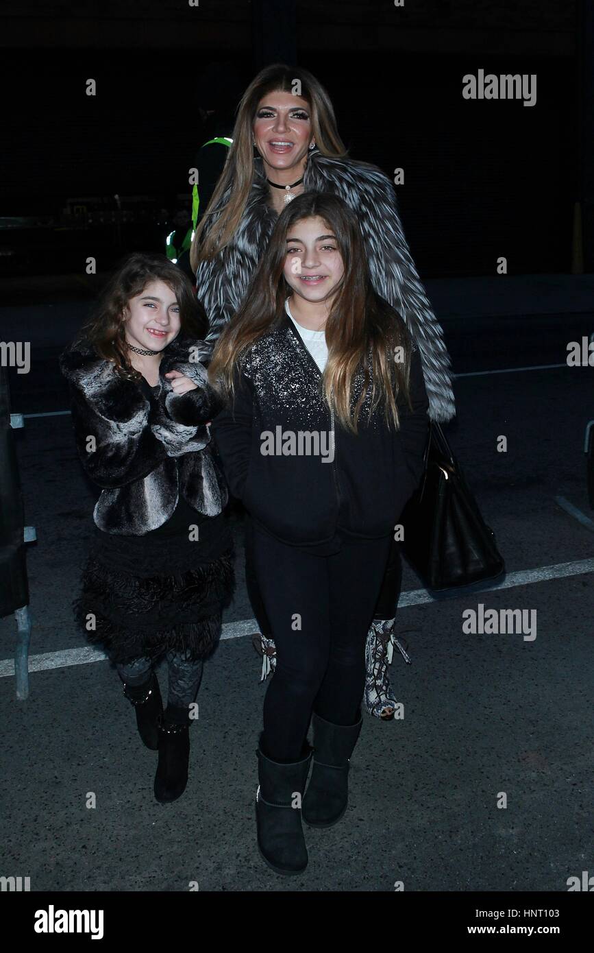 New York, NY, USA. 15th Feb, 2017. Teresa Giudice and daughters ...