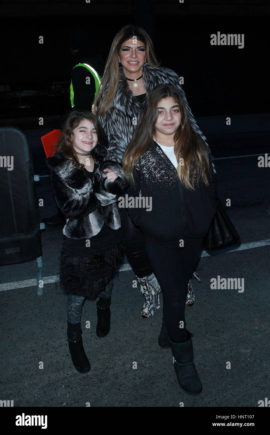 New York, NY, USA. 15th Feb, 2017. Teresa Giudice and daughters ...