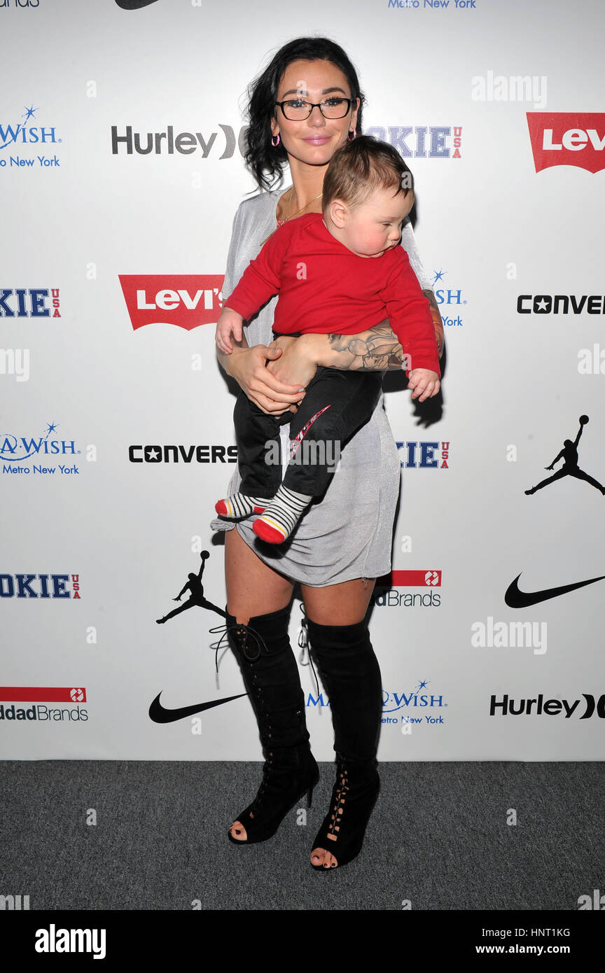 New York, NY, USA. 15th Feb, 2017. Jennifer 'JWoww' Farley, Greyson ...