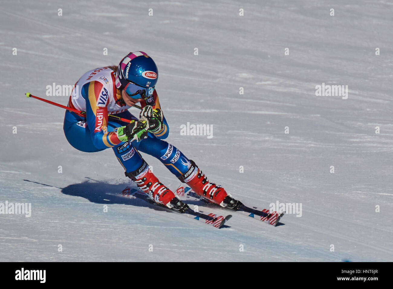 St. Moritz, Switzerland, 16th February 2017. Mikaela Shiffrin during ...