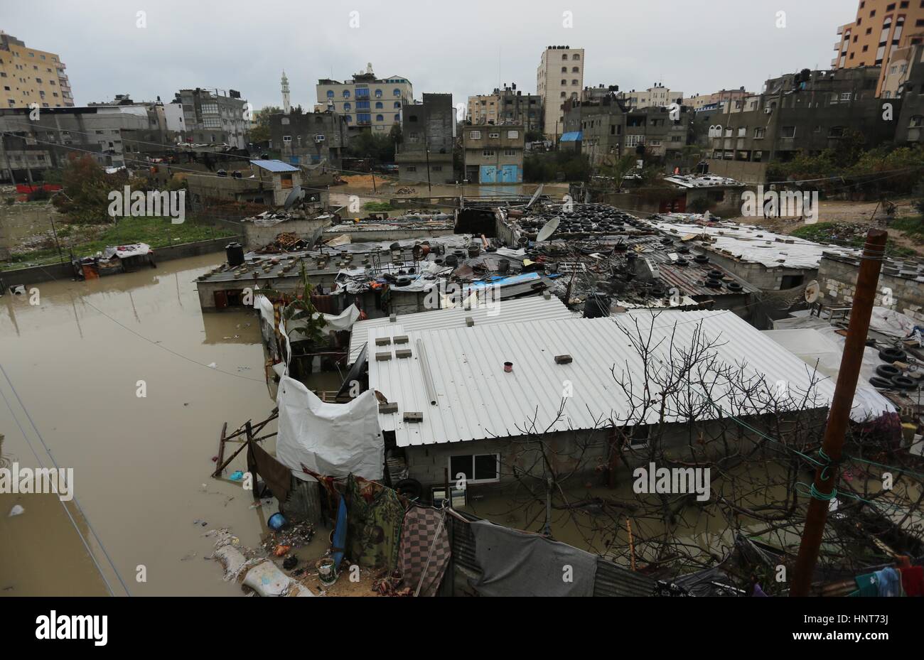 Gaza City, Gaza Strip, Palestinian Territory. 16th Feb, 2017. Flooded ...