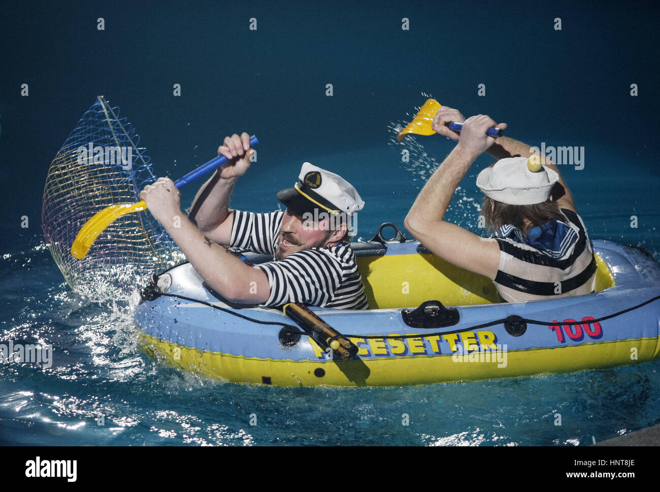 Kiev, Ukraine. 16th Feb, 2017. Clowns perform during the presentation ...