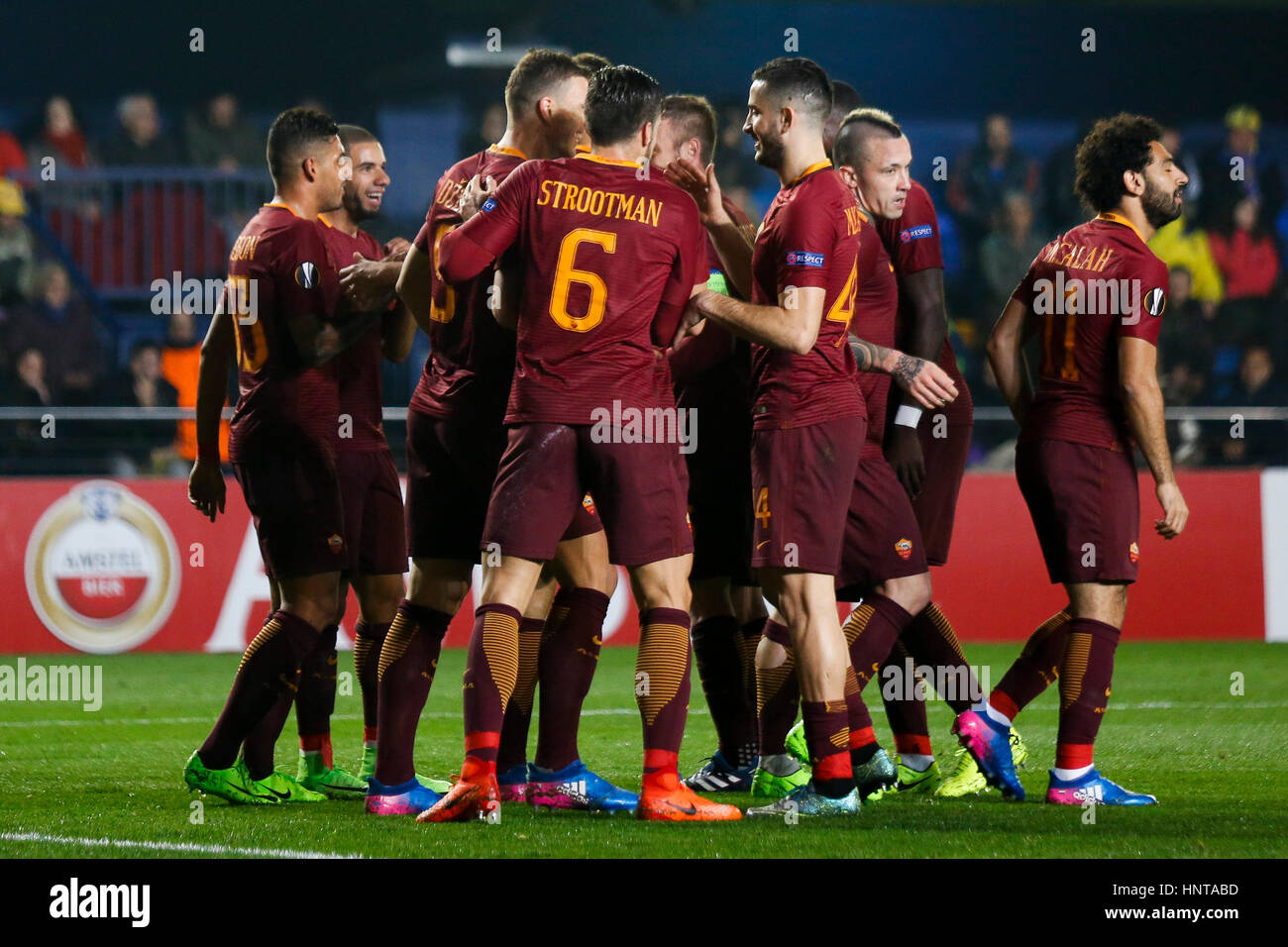 Vila-real, Spain. 16th February 2017. Goal of Dzeko during the match of ...