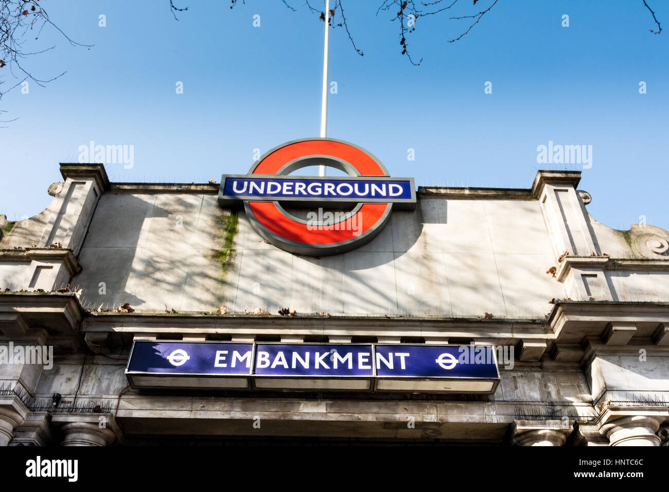 Signage outside Embankment Underground Station, London, England, U.K ...
