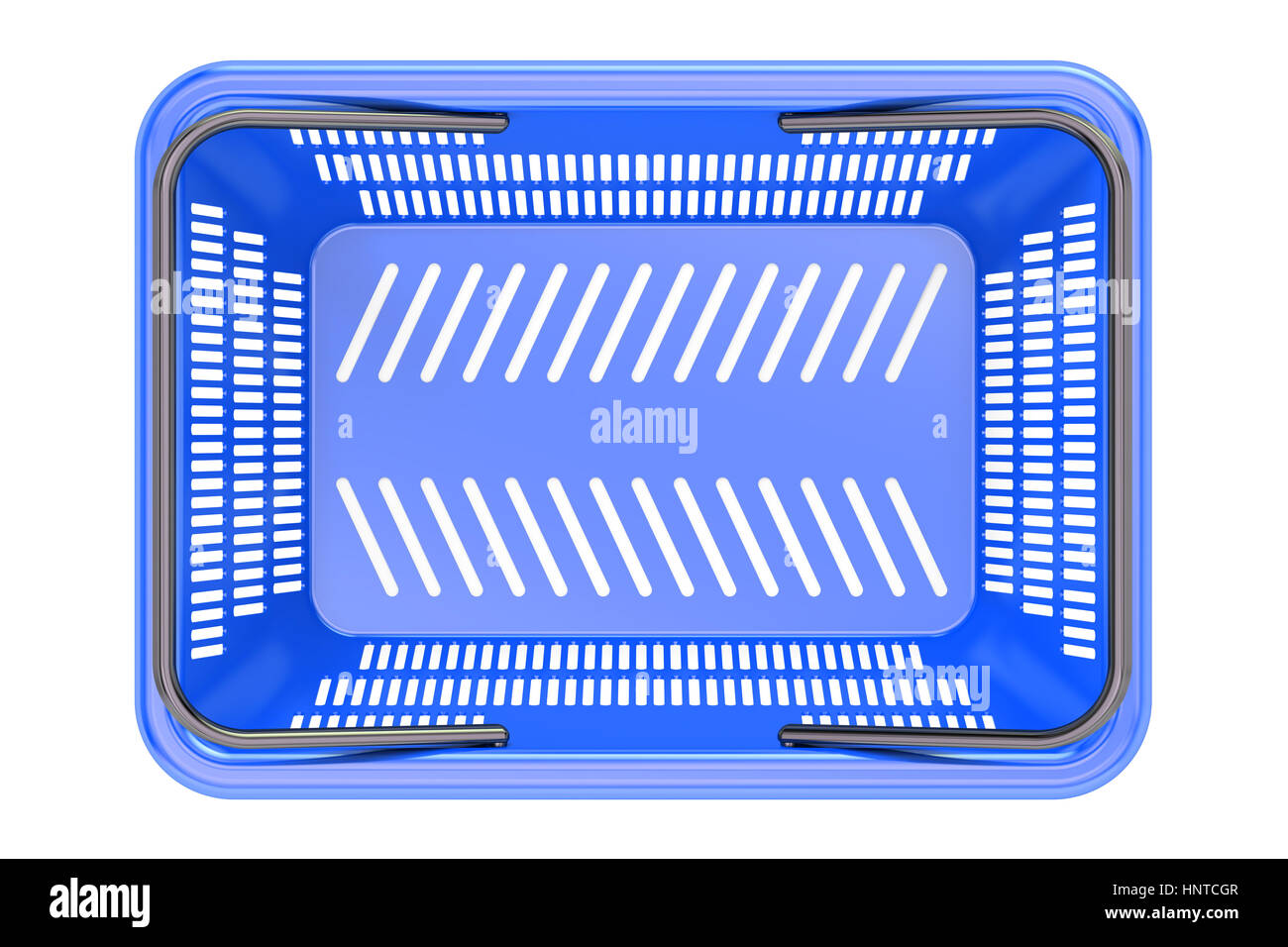 Blue shopping basket top view, 3D rendering isolated on white ...