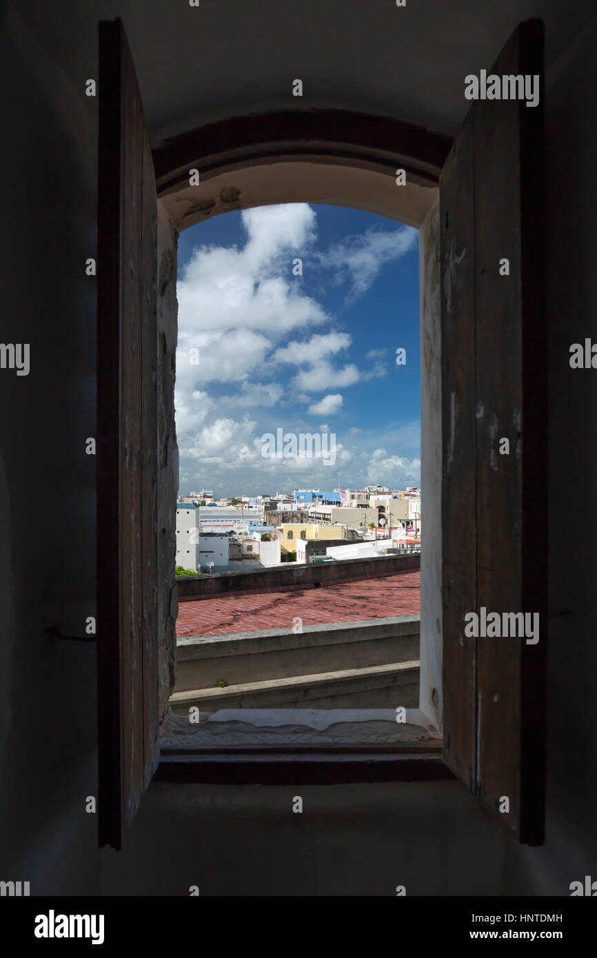 OPEN WINDOW CASTILLO SAN CRISTOBAL OLD TOWN SAN JUAN PUERTO RICO Stock ...