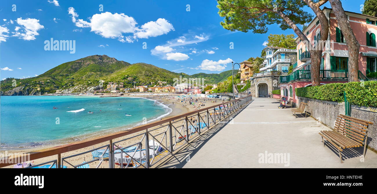 Promenade on the Levanto Beach, Riviera de Levanto, Cinque Terre ...