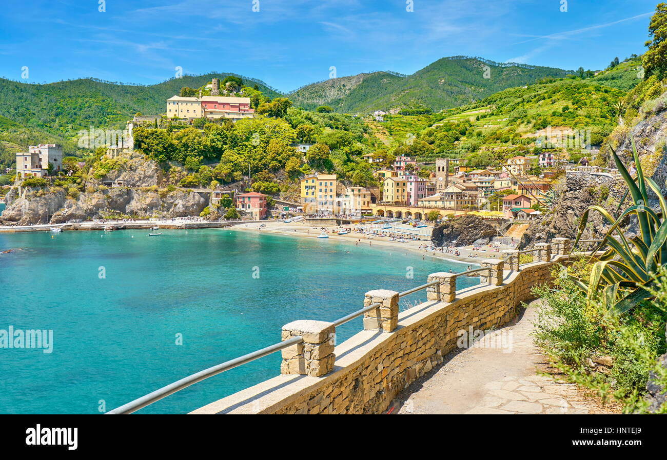 Tourist hiking trail to Monterosso, Cinque Terre, Liguria, Italy Stock ...