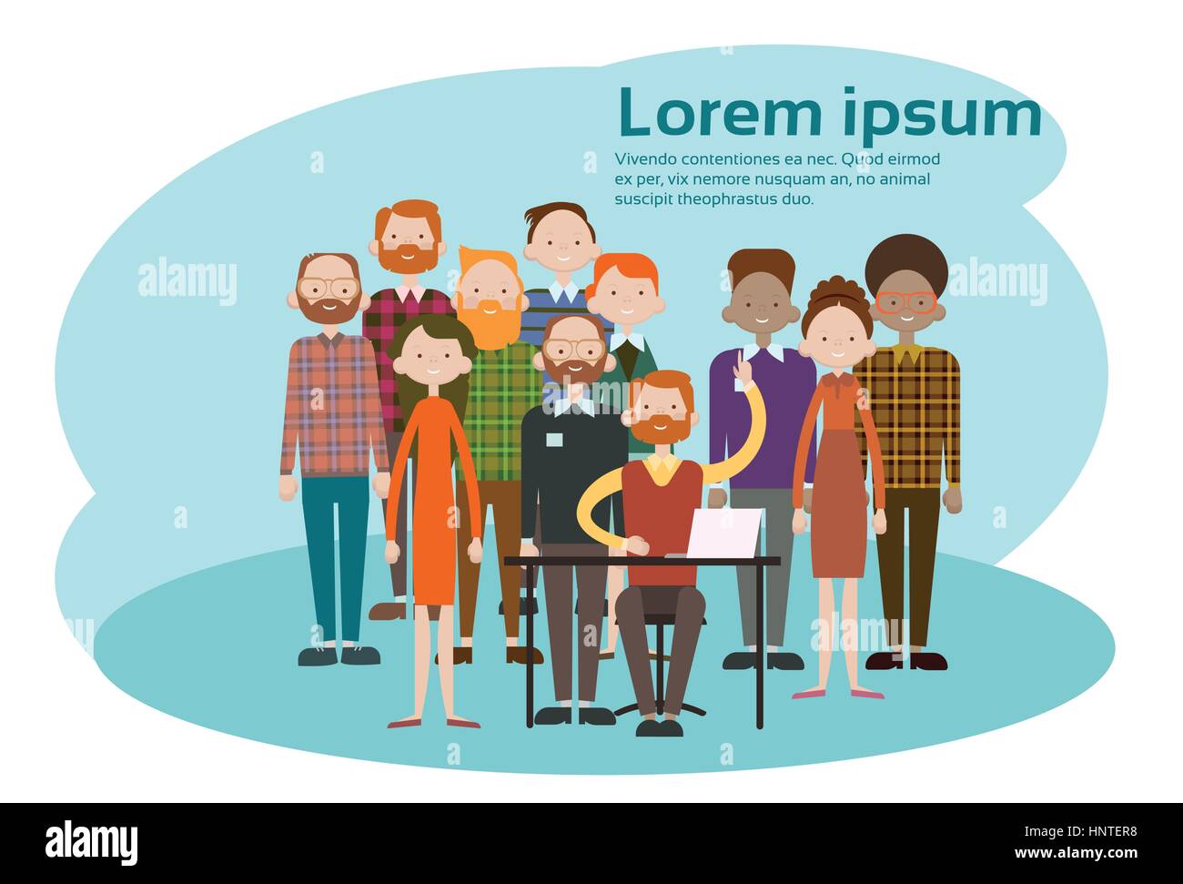 Business Man Sitting Desk Work Laptop Computer People Group Stock ...