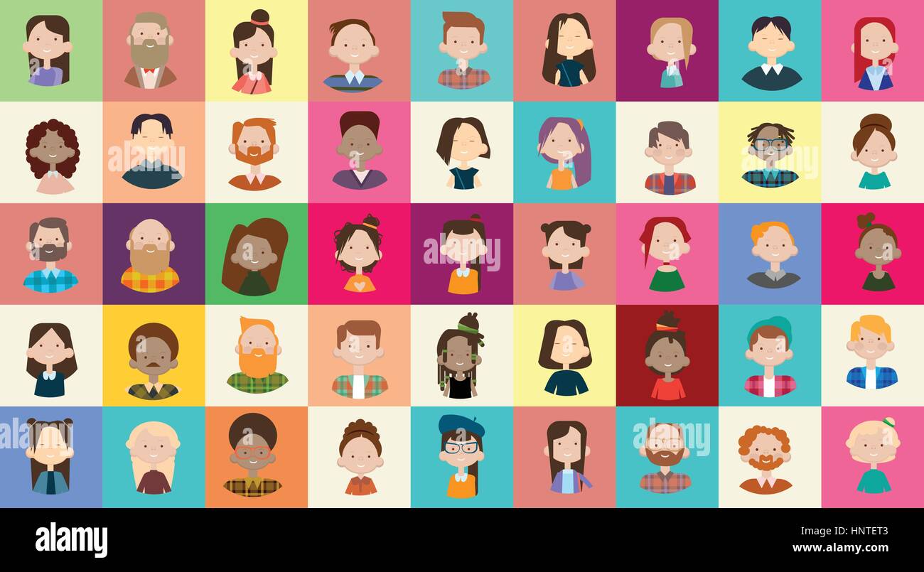 Profile Icon Avatar Image Group Casual People Big Crowd Diverse Ethnic ...