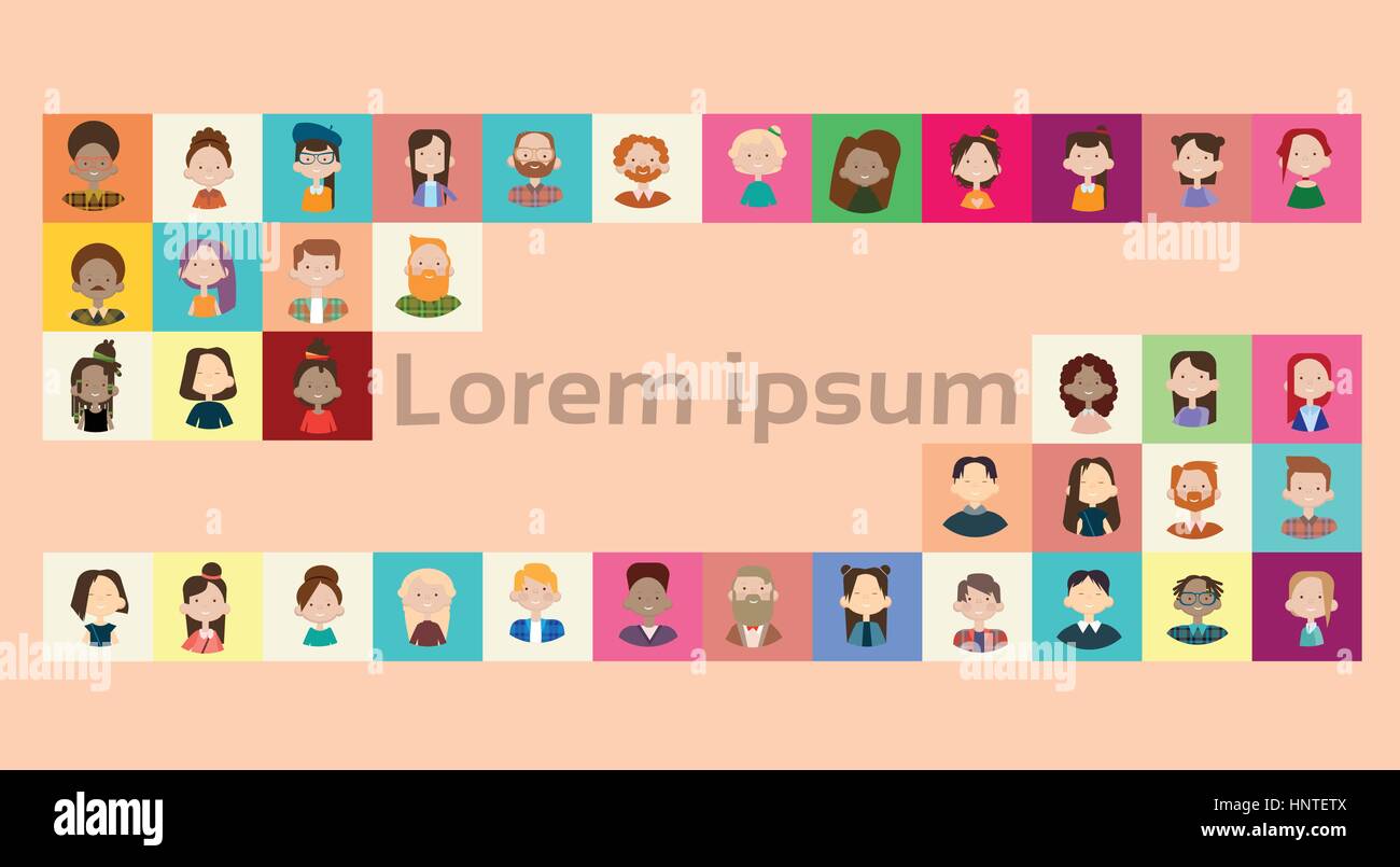 Group Casual People Big Crowd Diverse Ethnic Mix Race Banner Stock ...