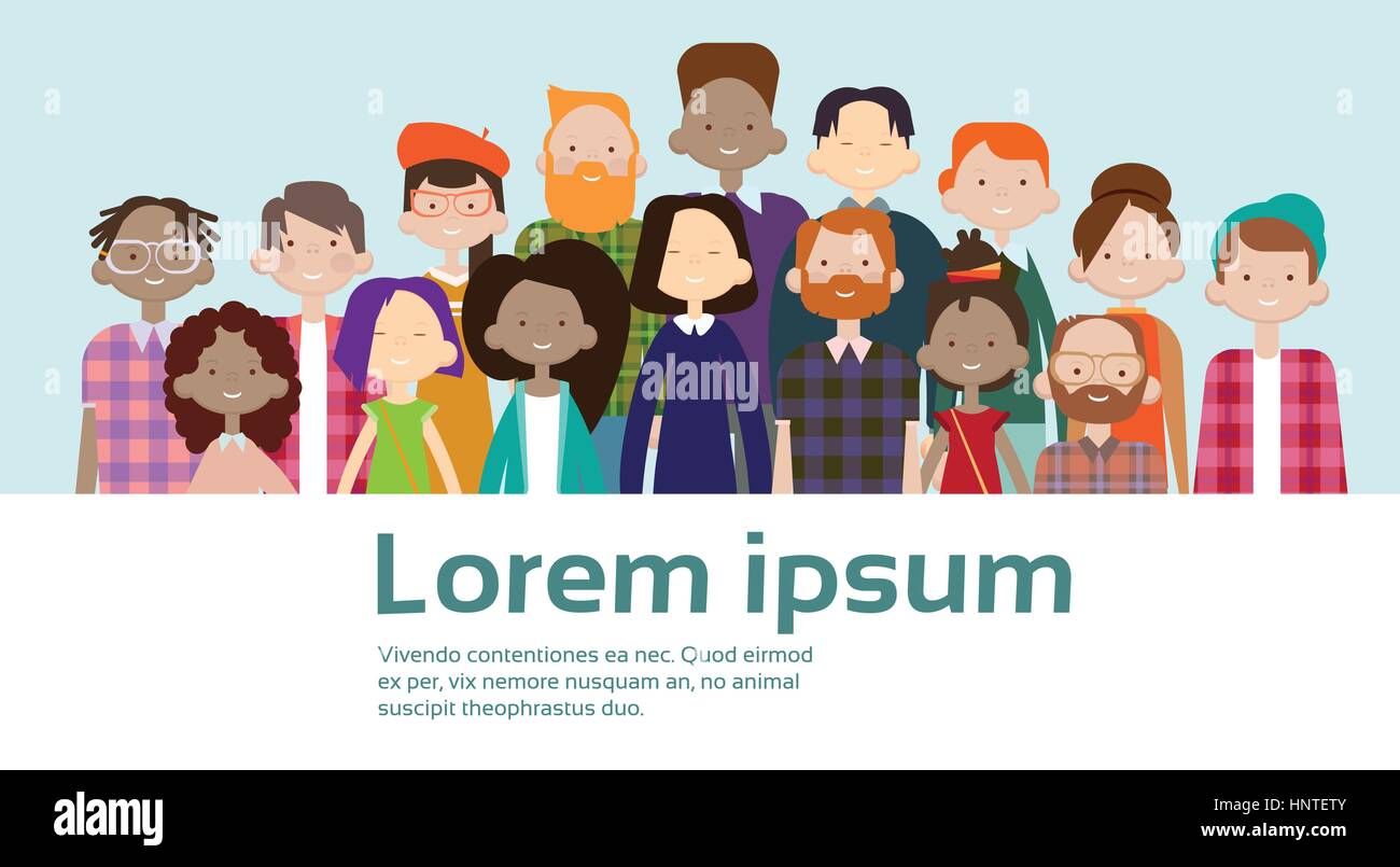 Group Casual People Big Crowd Diverse Ethnic Mix Race Banner Stock ...