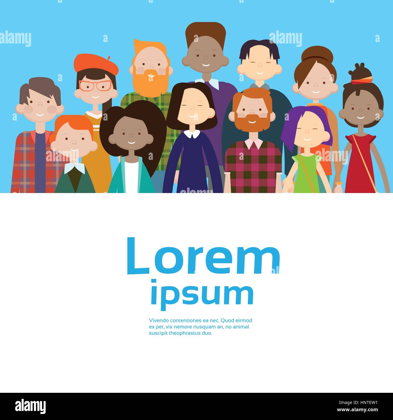 Group Casual People Big Crowd Diverse Ethnic Mix Race Banner Stock ...