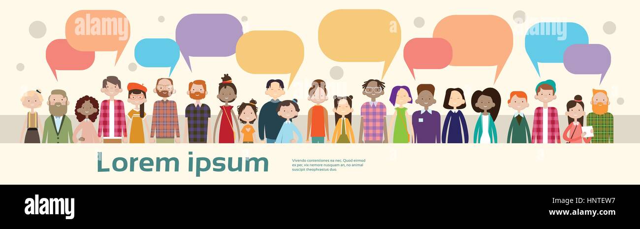 People Group Chat Bubble Communication Mix Race Crowd Social Network ...