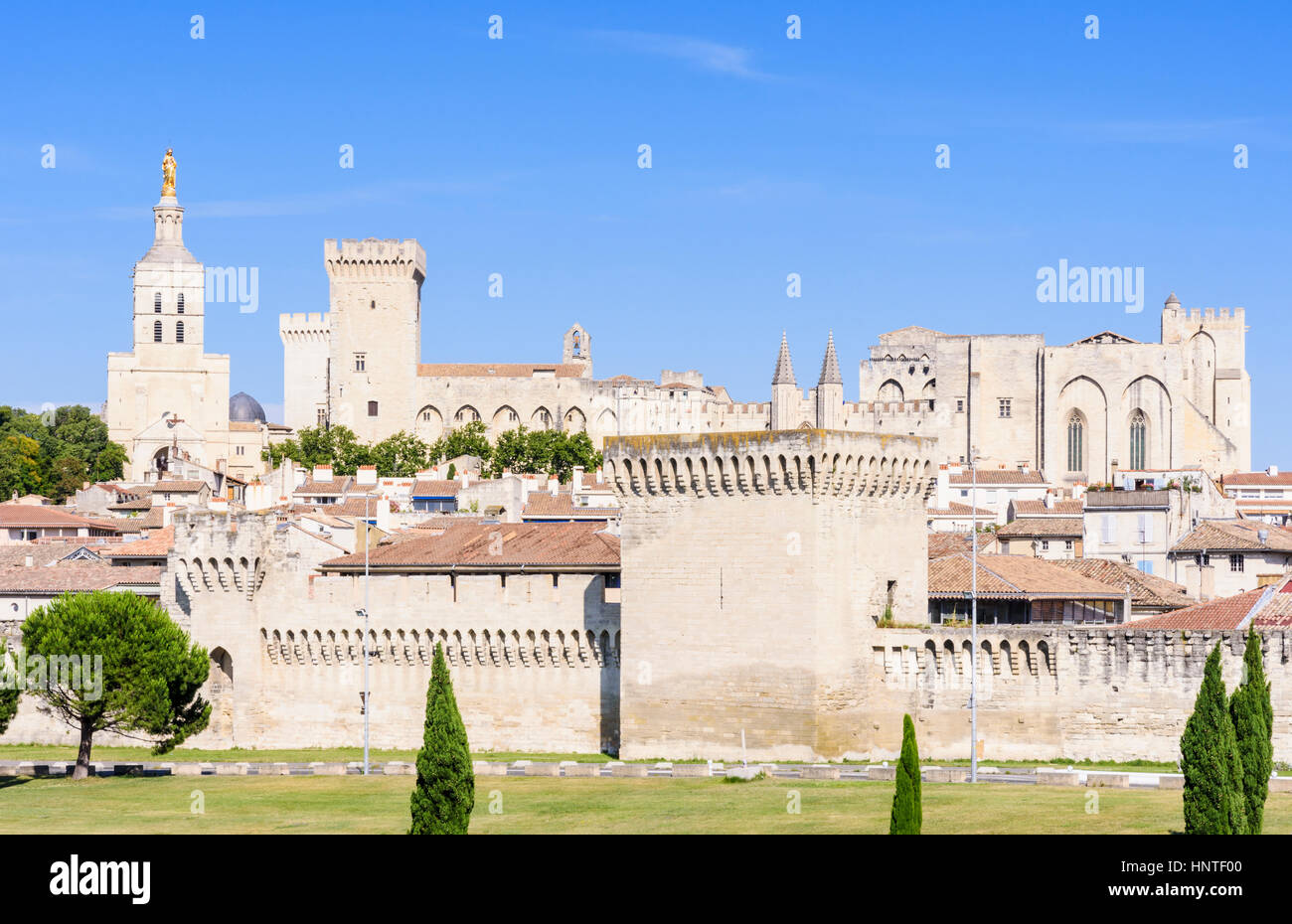 Historic skyline of the medieval city of Avignon, Vaucluse, France ...