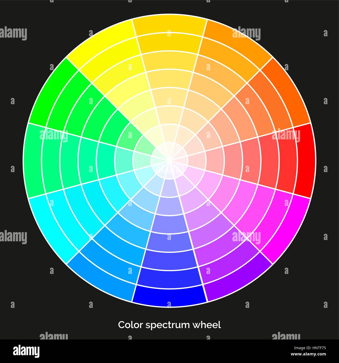 Vector color spectrum, RBG palette, on black background Stock Vector ...