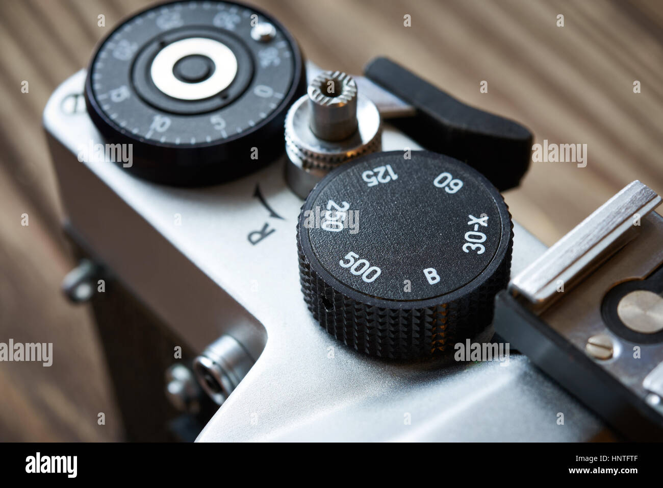 Control dial shutter speed and frame counter on retro SLR camera Stock ...