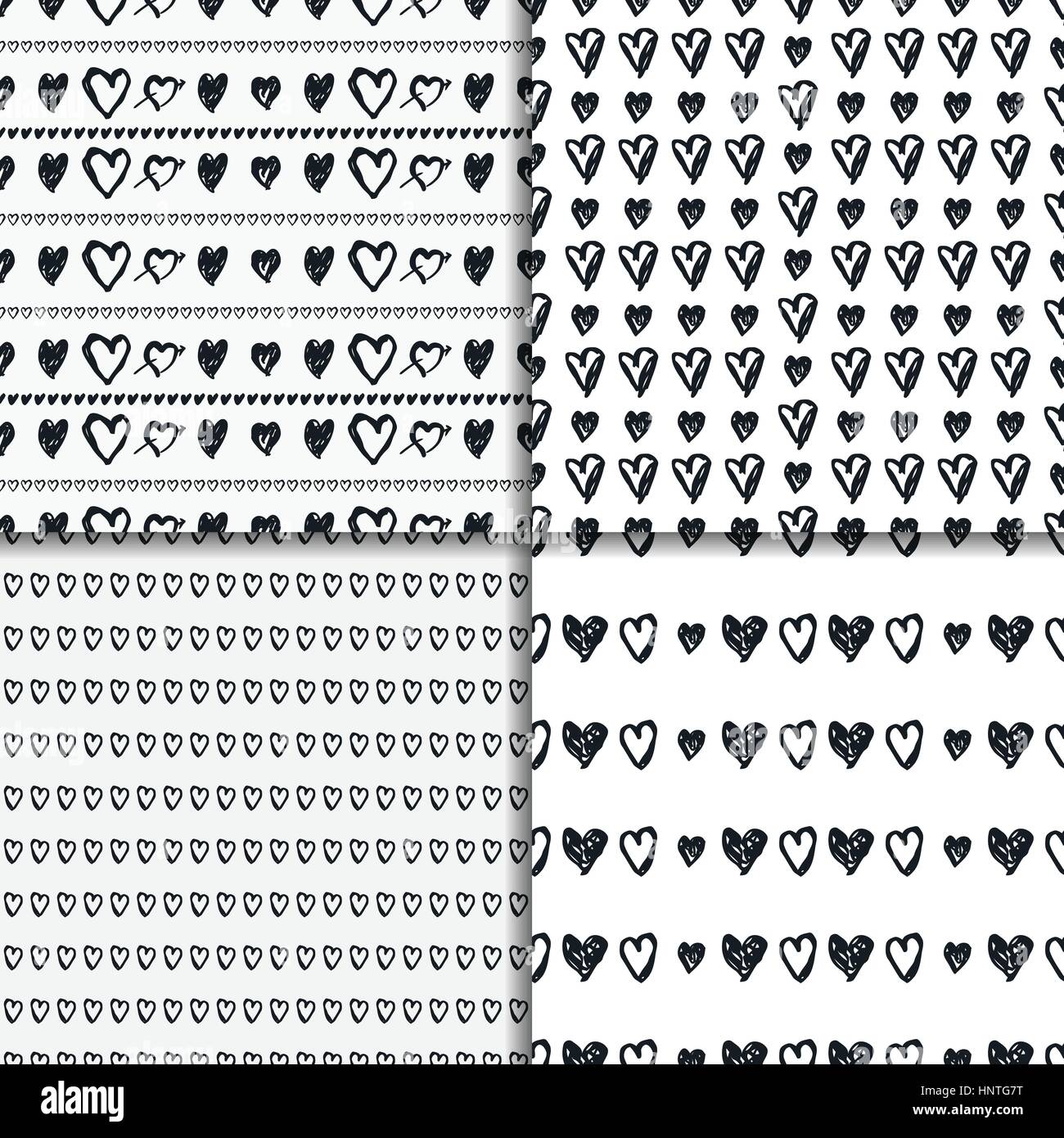 Doodle seamless pattern set with hearts Stock Vector Image & Art - Alamy