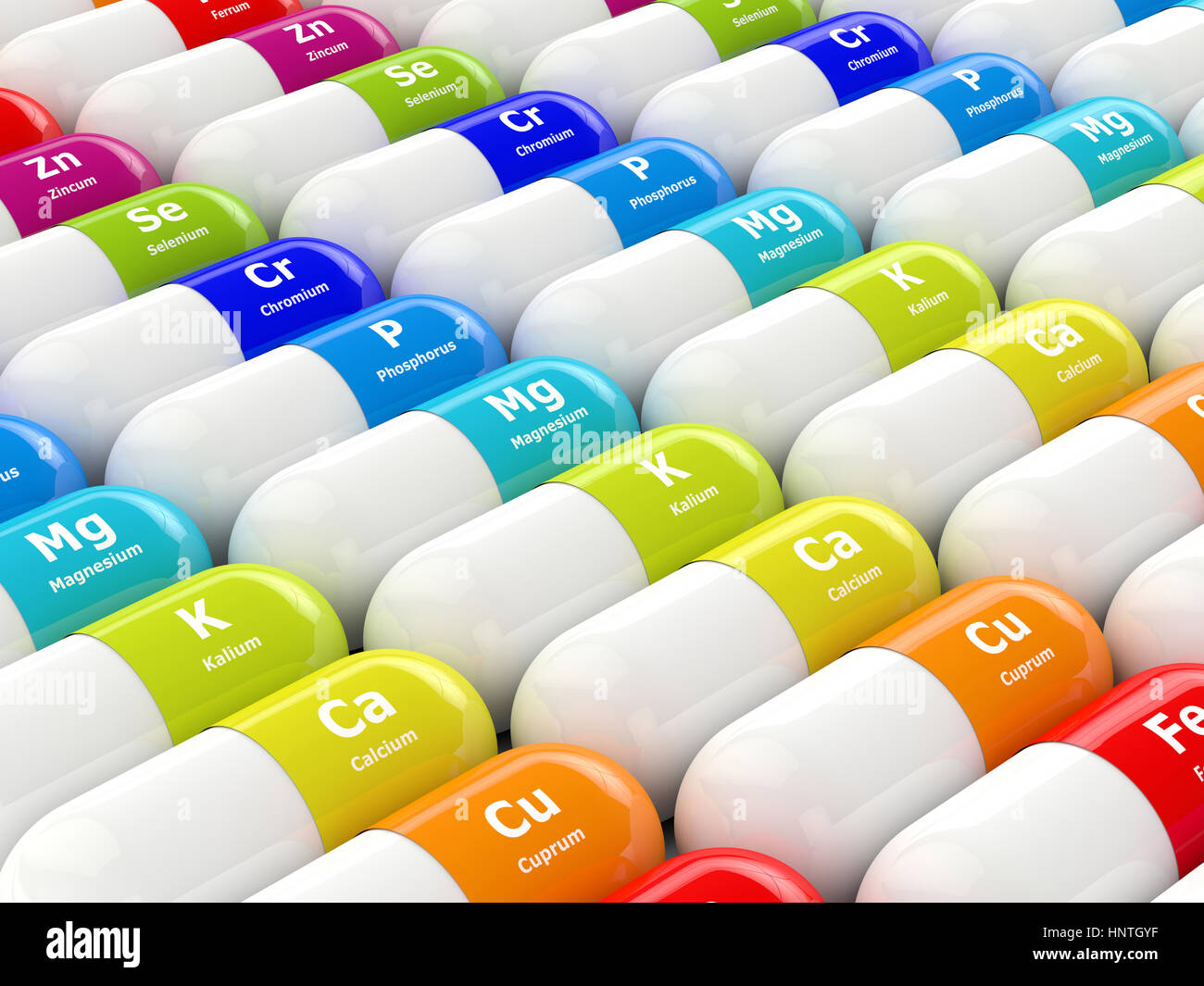 3d rendering of dietary supplements in row Stock Photo - Alamy