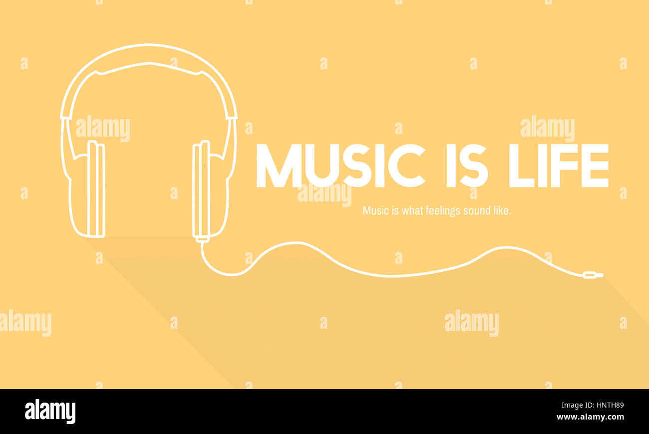 Listening to music headphones graphic Stock Photo - Alamy