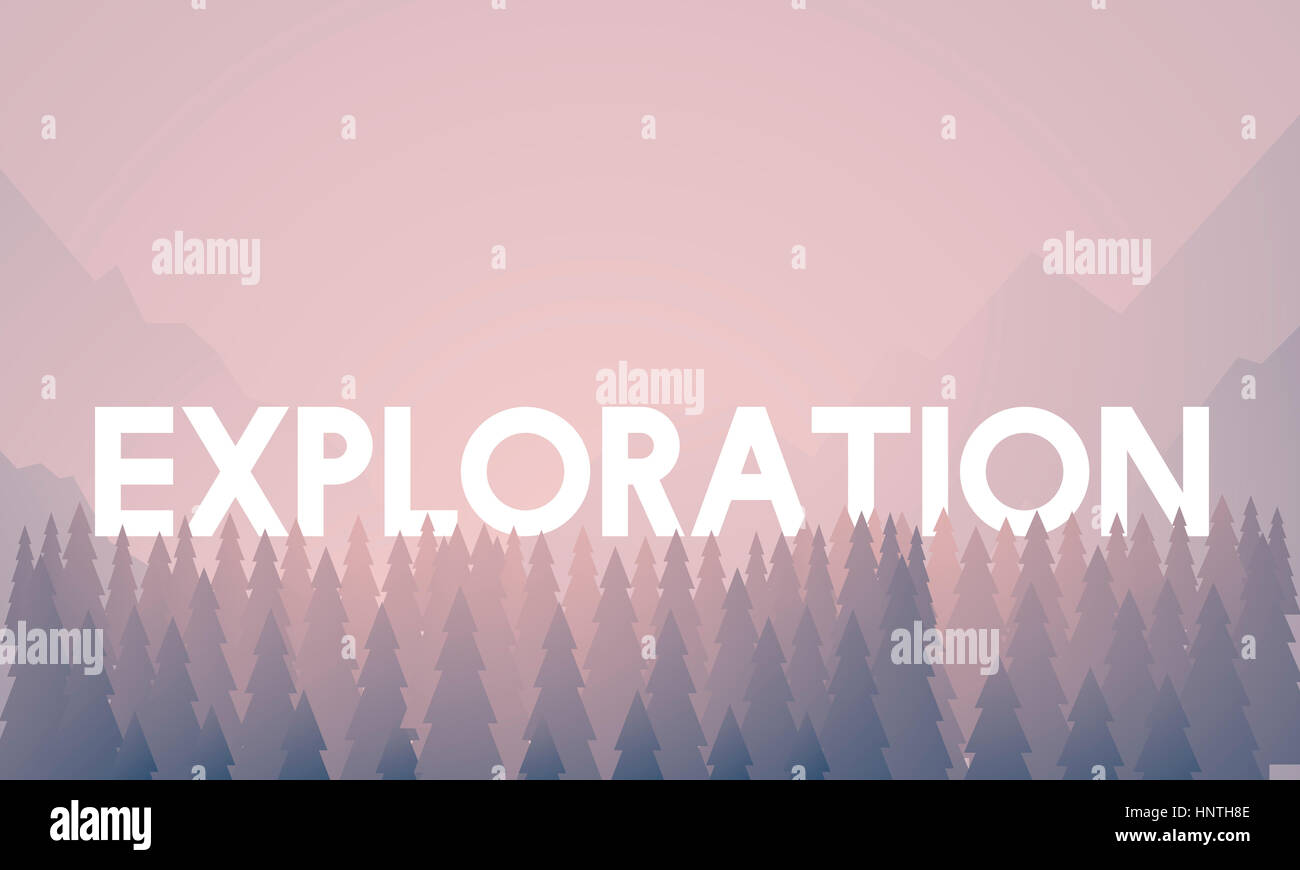 Exploration word on nature background with trees Stock Photo - Alamy