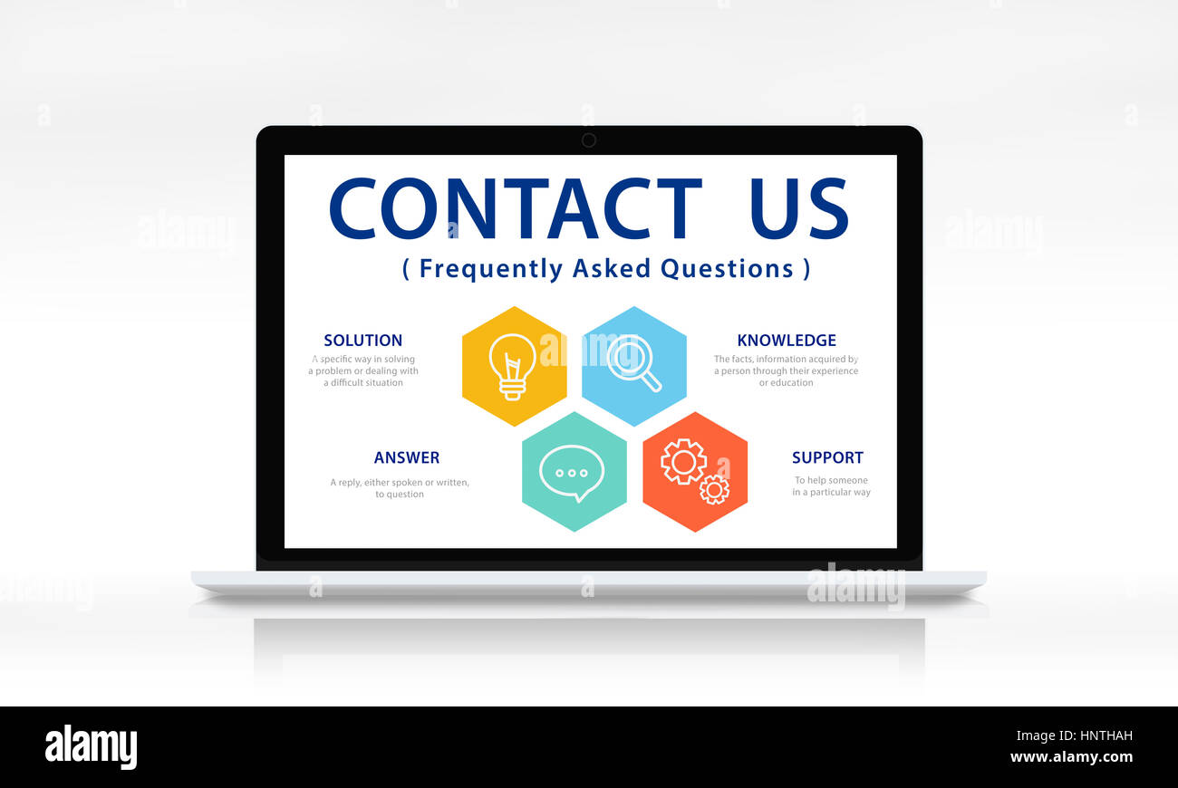 Contact us Information Faqs Word Concept Stock Photo - Alamy