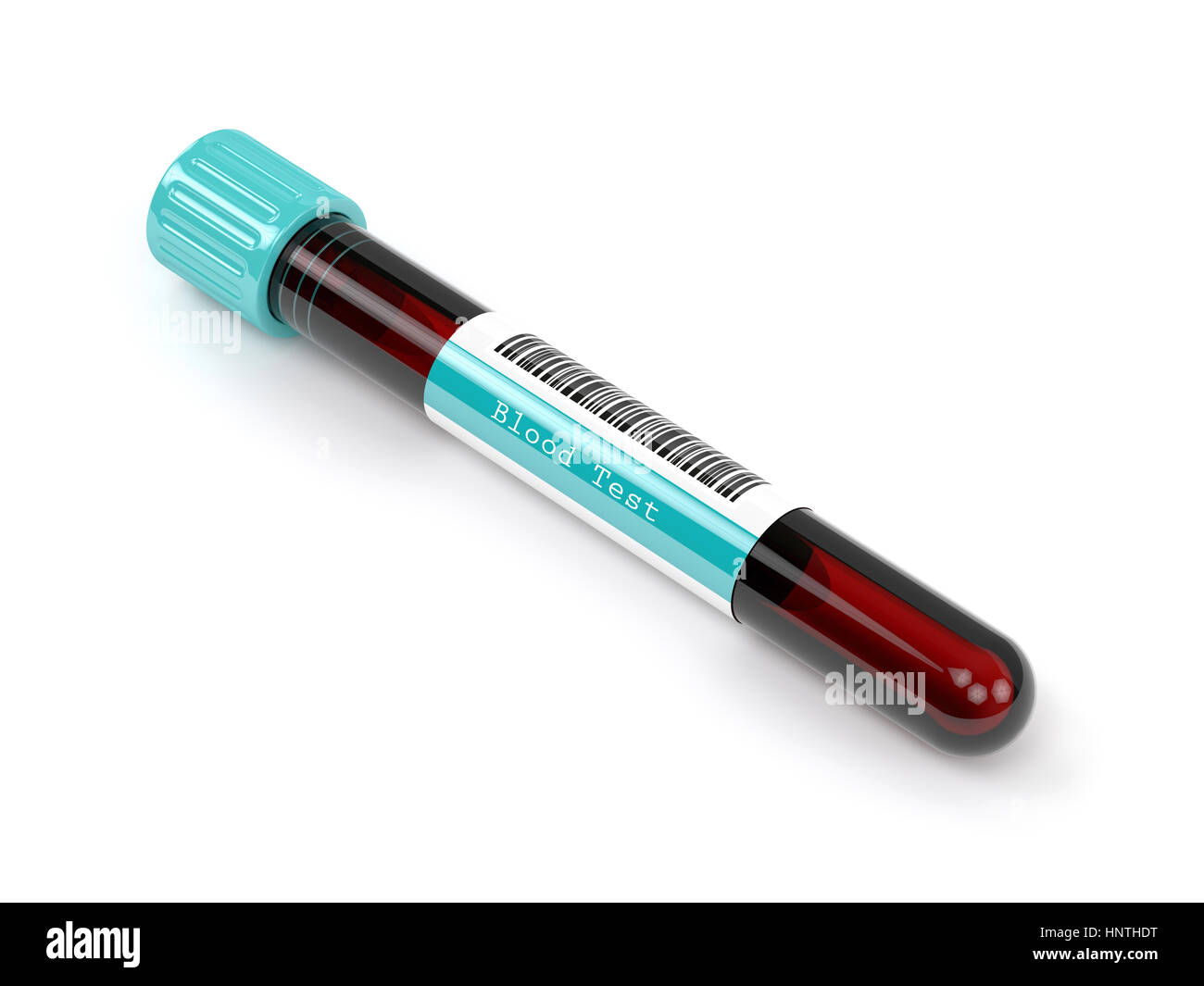3D rendering of test tube blood sample isolated over white background ...