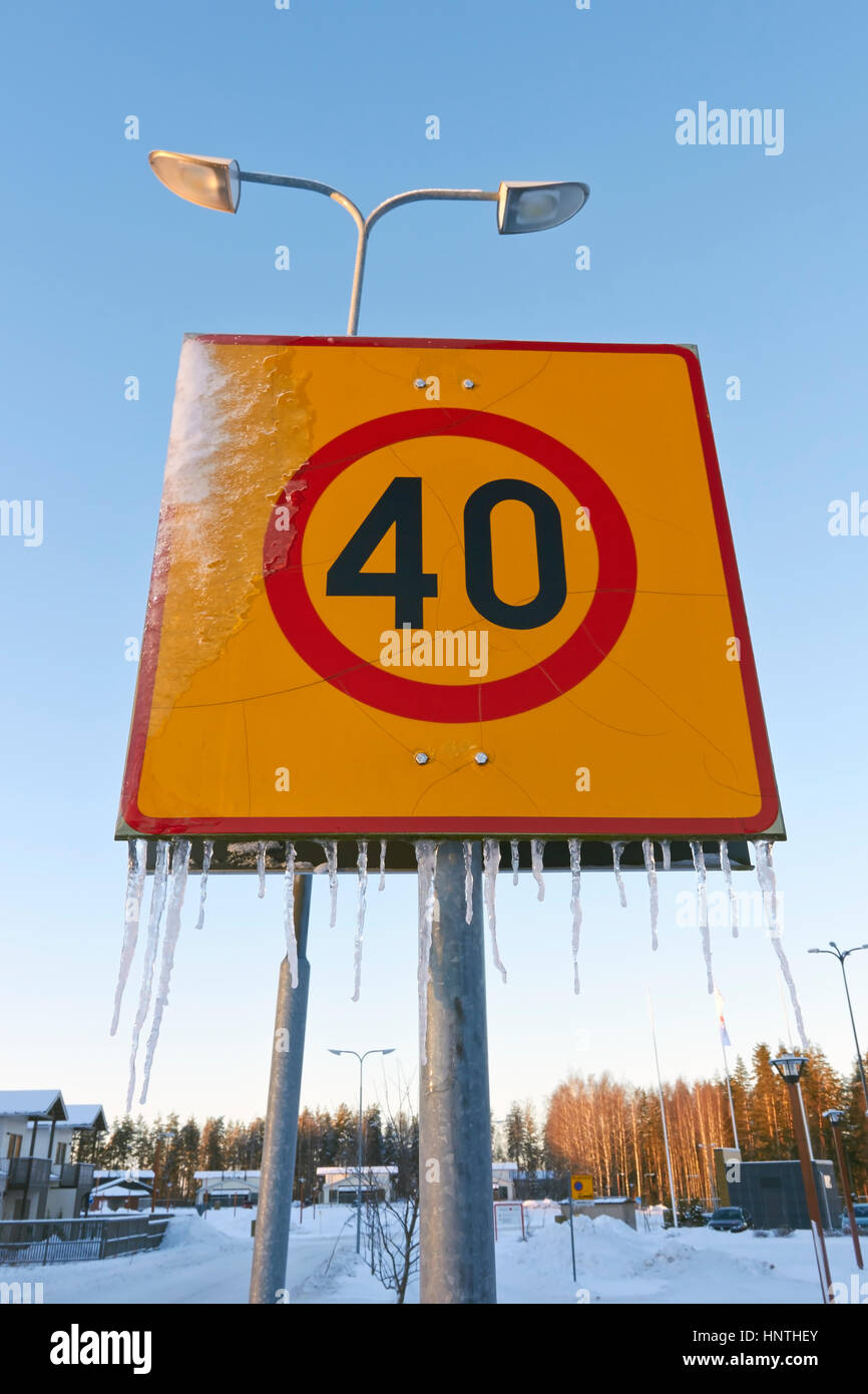 speed limit zone traffic sign, Finland Stock Photo - Alamy