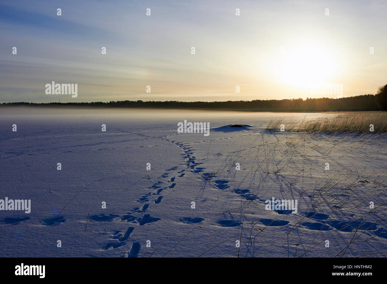Winter scenery over the frozen lake, Lappeenranta Finland Stock Photo ...
