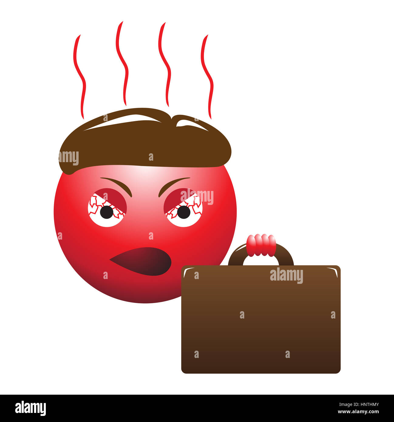 An angry business man emoticon isolated on a white background Stock ...