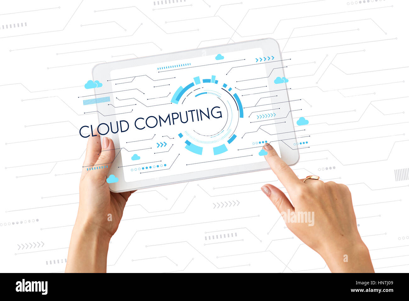 Cloud computing technology hub graphic Stock Photo - Alamy