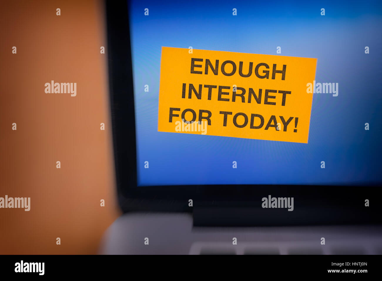 Enough Internet For Today! Yellow paper note on laptop screen with ...