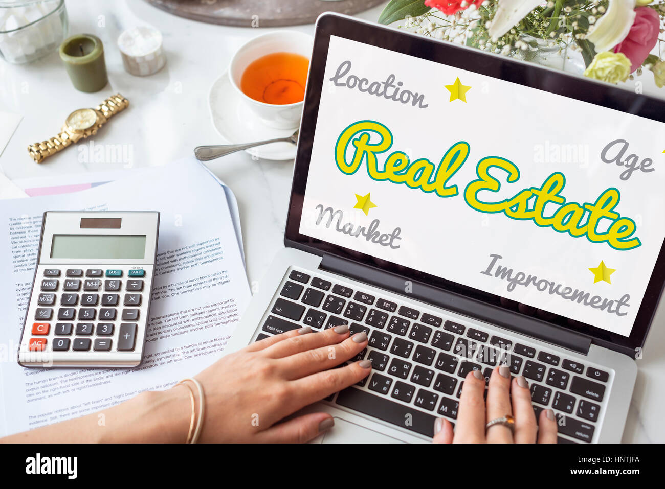 Real Estate Fancy Font Concept Stock Photo - Alamy