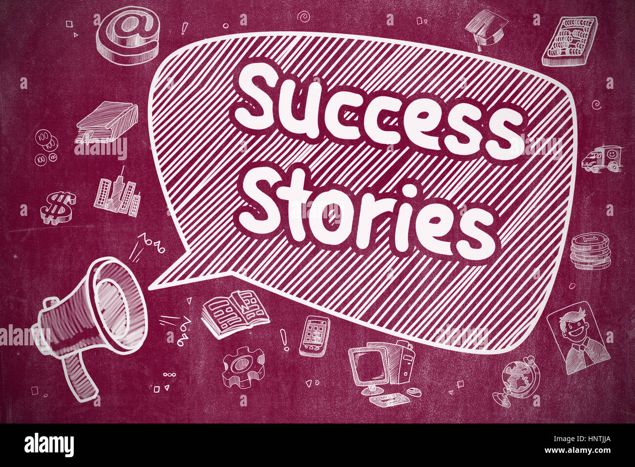 Success Stories - Hand Drawn Illustration on Red Chalkboard Stock Photo ...