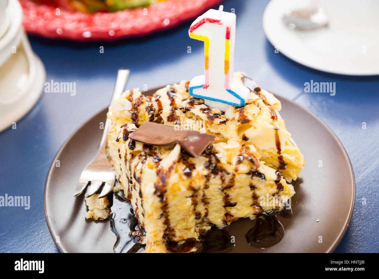 One year cake. Birthday cupcake with number one. Birthday greetings ...