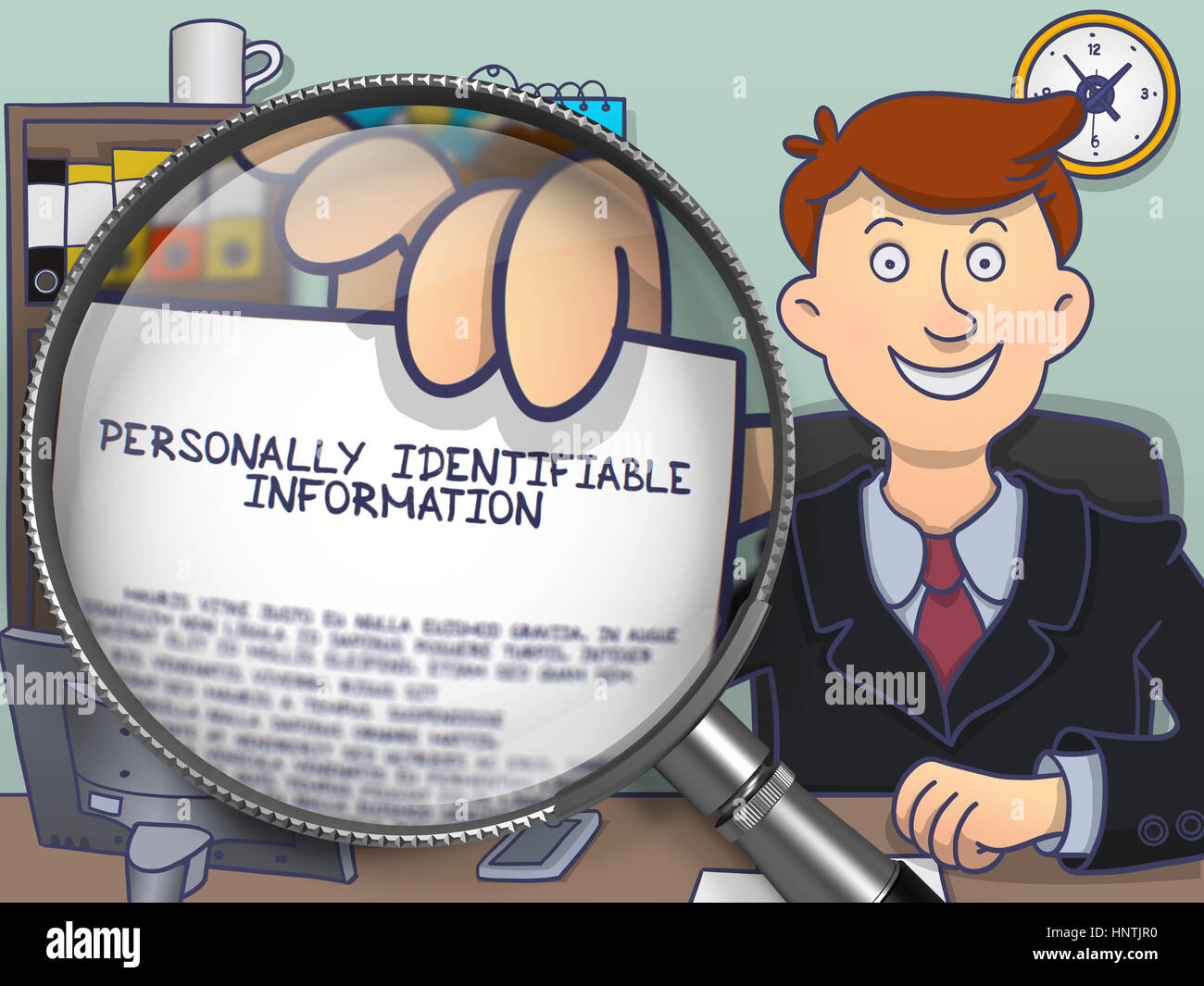 Personally Identifiable Information through Magnifier Stock Photo - Alamy